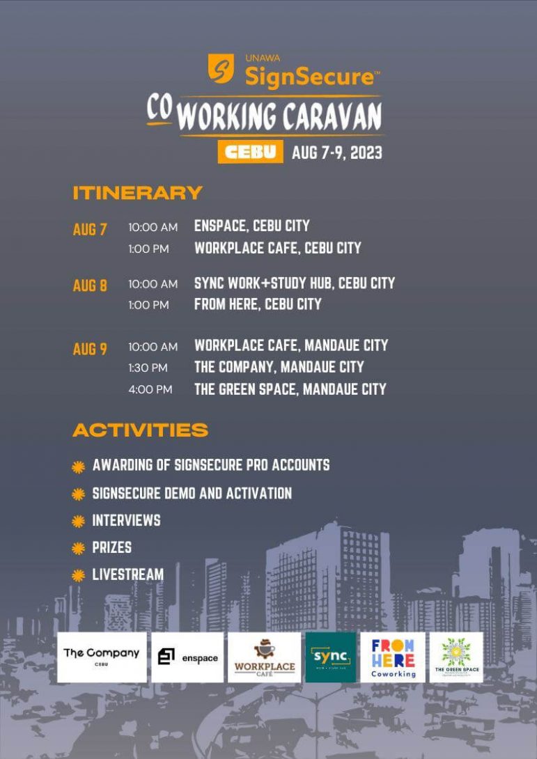 UNAWA SignSecure to launch caravan tour at Cebu’s top co-working spaces ...